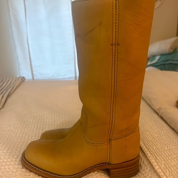 Frye | Shoes | Mustard Yellow Heeled Boots With Smooth Leather And ...